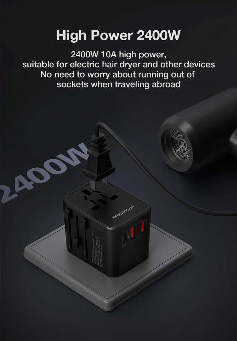 Wontravel Korea Pd 20w Wall Charger 2400w Ac Plug International Travel Adapter Universal 2usb ...