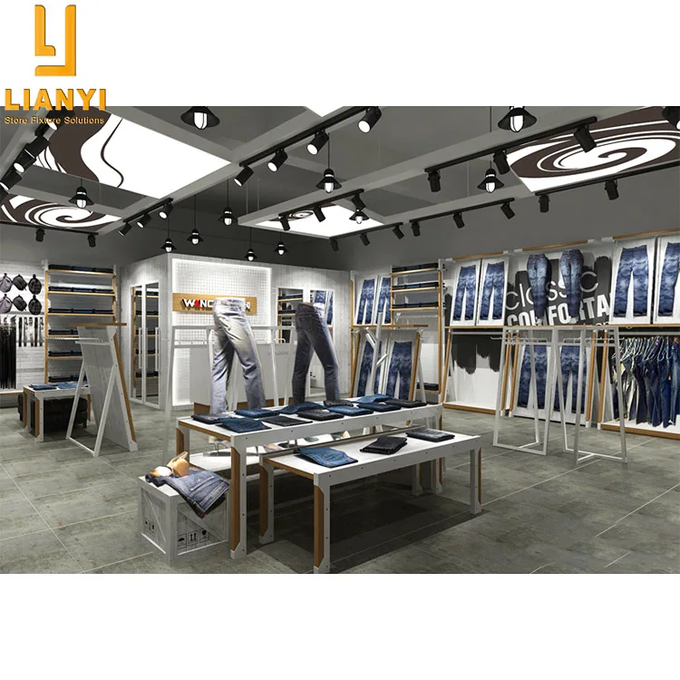 Jeans Cloth Shop Interior Design Ideas Wooden Pants Counter Shelves ...