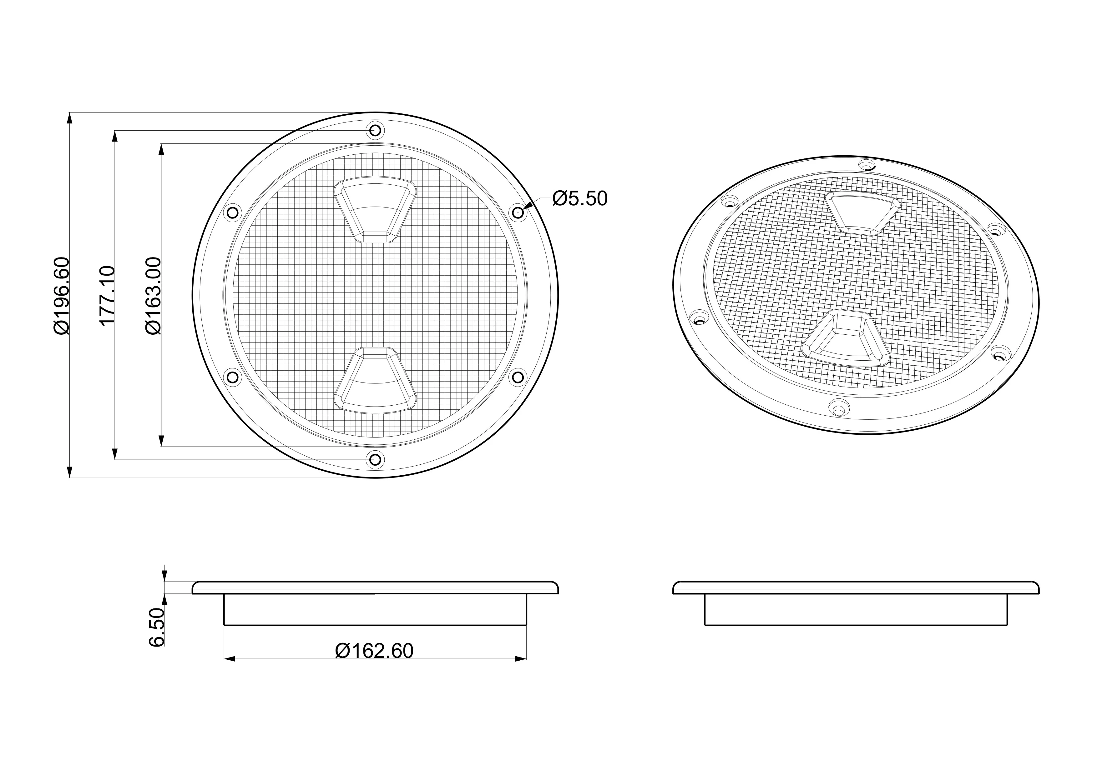 Round Deck Inspection Access Hatch Cover Plastic White/BLAK Boat Screw ...