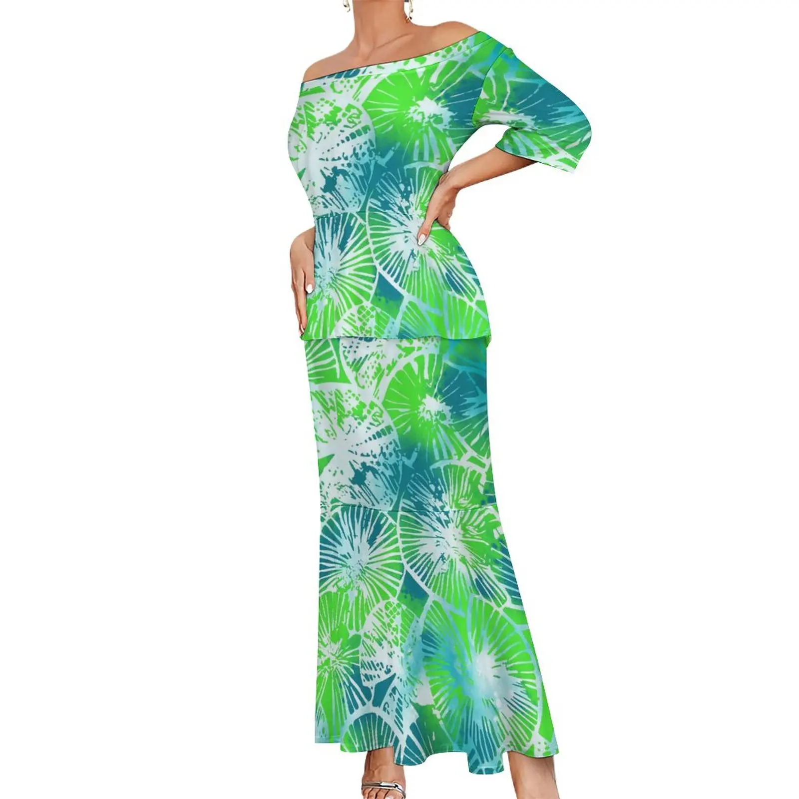 Custom Samoa Polynesian Tribal Tapa Puletasi Clothes 2 Piece Sets Long ...