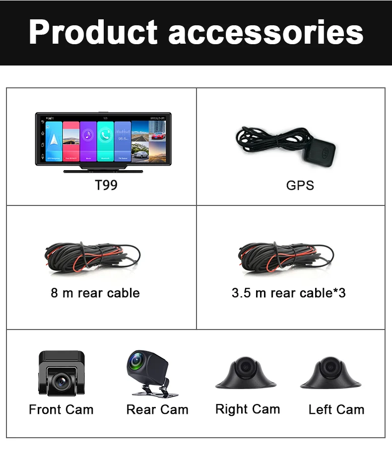 4 Camera Car Black Box with WIFI GPS Navigation AHD1080P