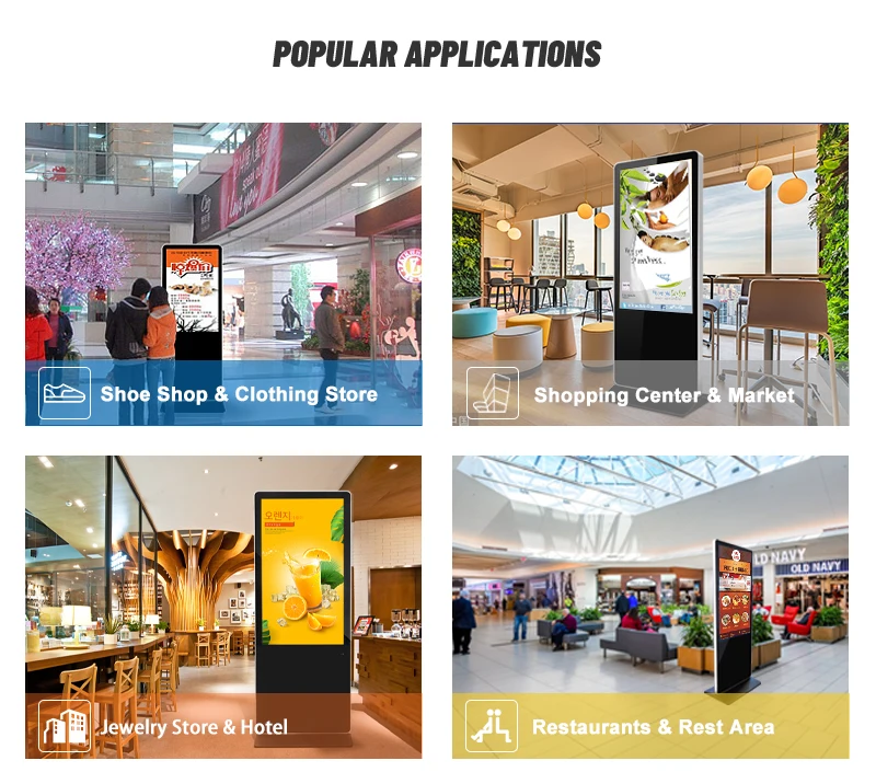 55 Inch Floor Stand Interactive Advertising Display Screen