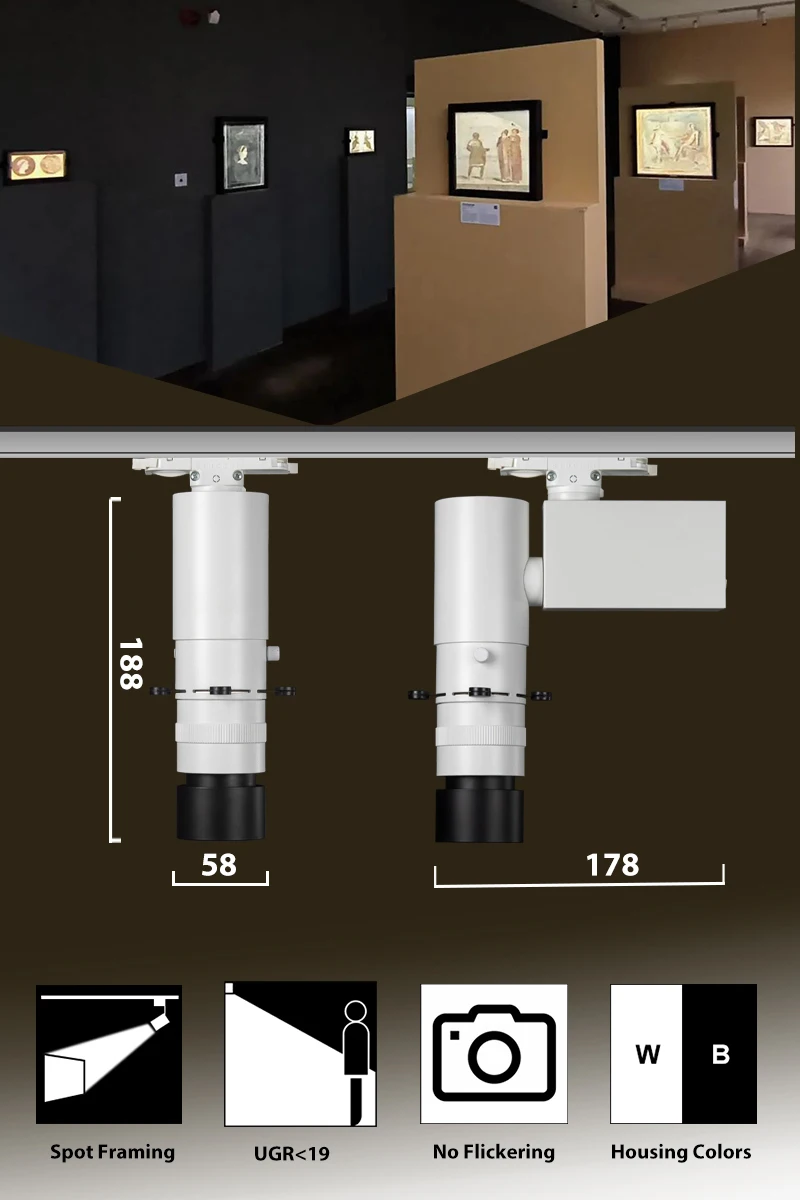 12W COB Fixed Spot Profile Light Precise Spots Shaping Wide Framing ...
