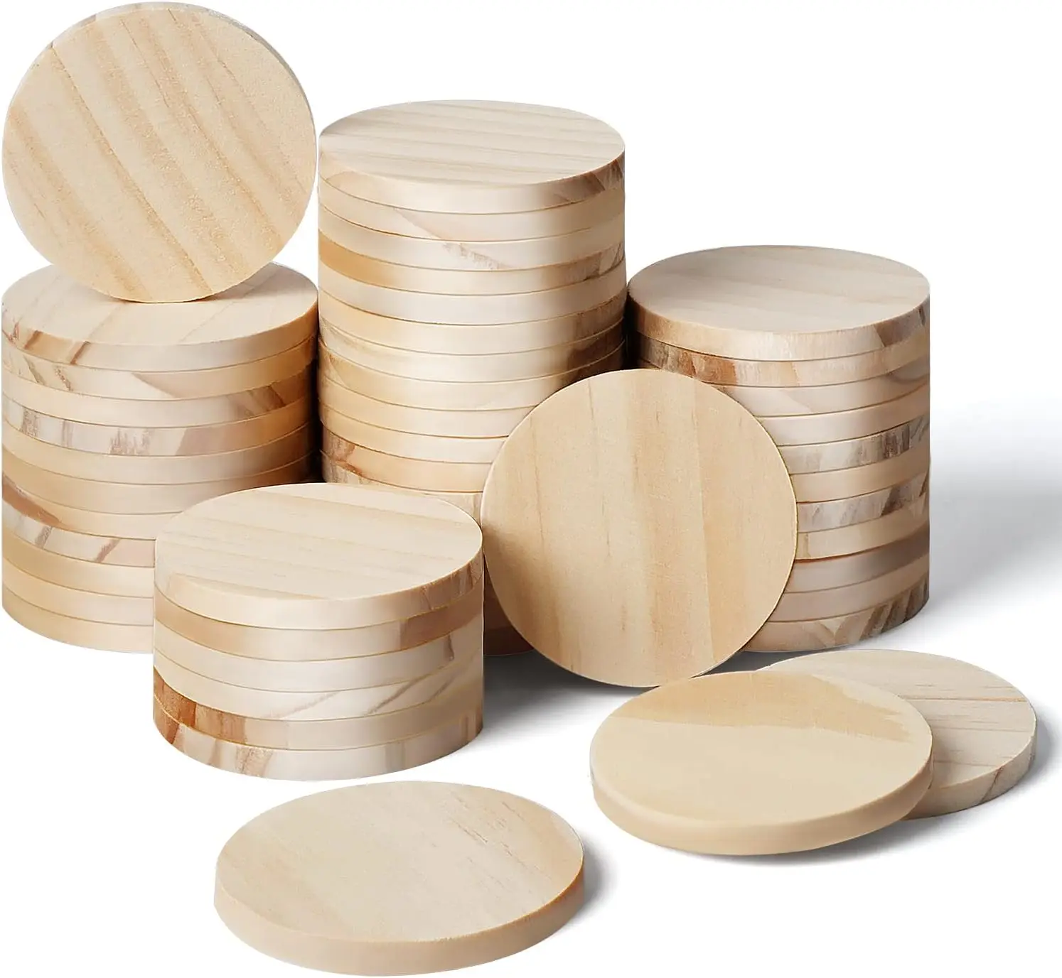 50mm natural and carbonized pine wood round pieces round board disc DIY ...