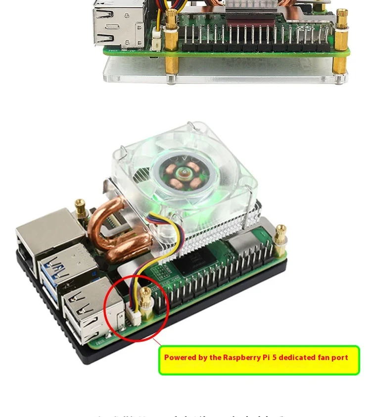 Raspberry Pi 5 Aluminum Alloy U-shaped Heat Pipe CPU Radiator Speed ...