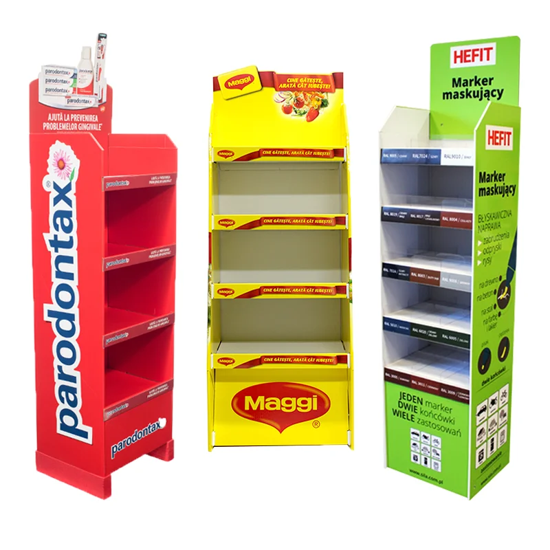 Custom Logo Retail Store Paper Display Racks Supermarket Free Standing ...