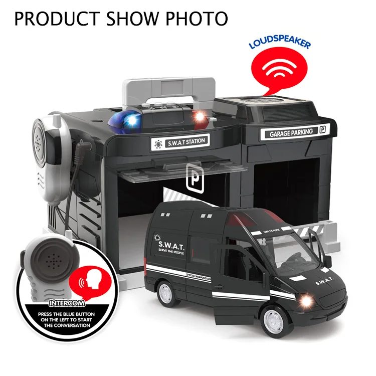 Pretend Play Police Station Kids Toys Play Set Diecast Door Open Car ...