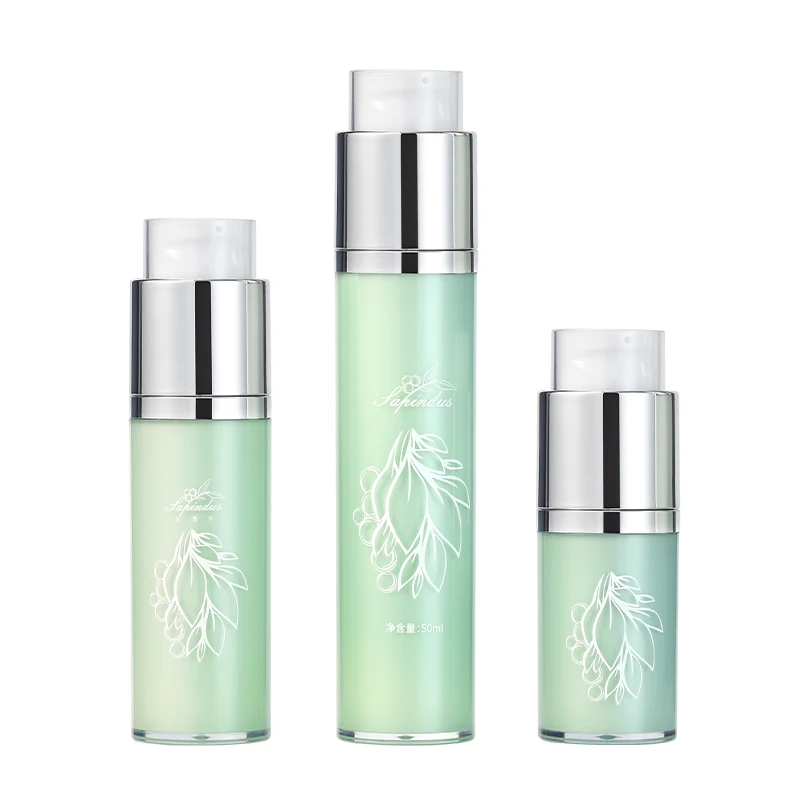 15ml 30ml 50ml Airless Pump Bottles Green Personal Care Package Airless Bottle Custom Lotion ...