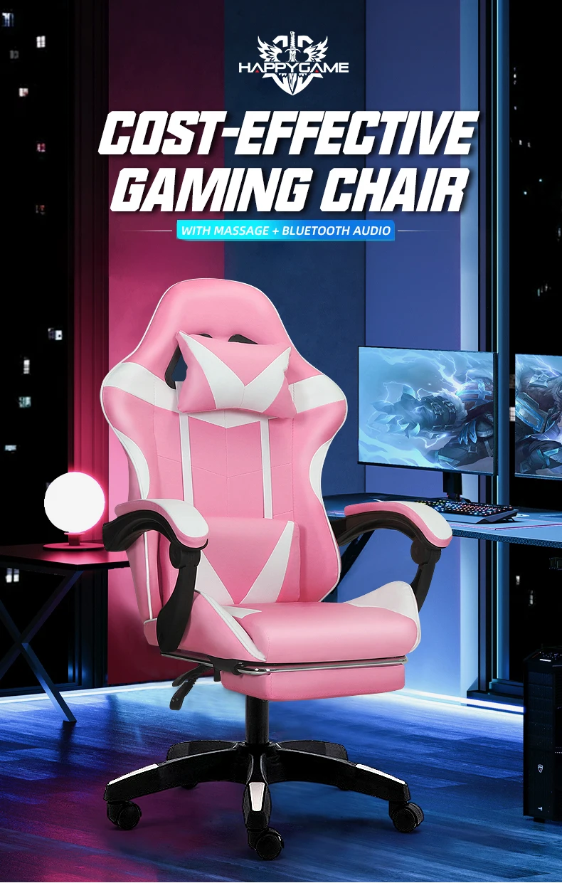 Leather Swivel Recliner Racer Gaming Chair - Massage & Comfort