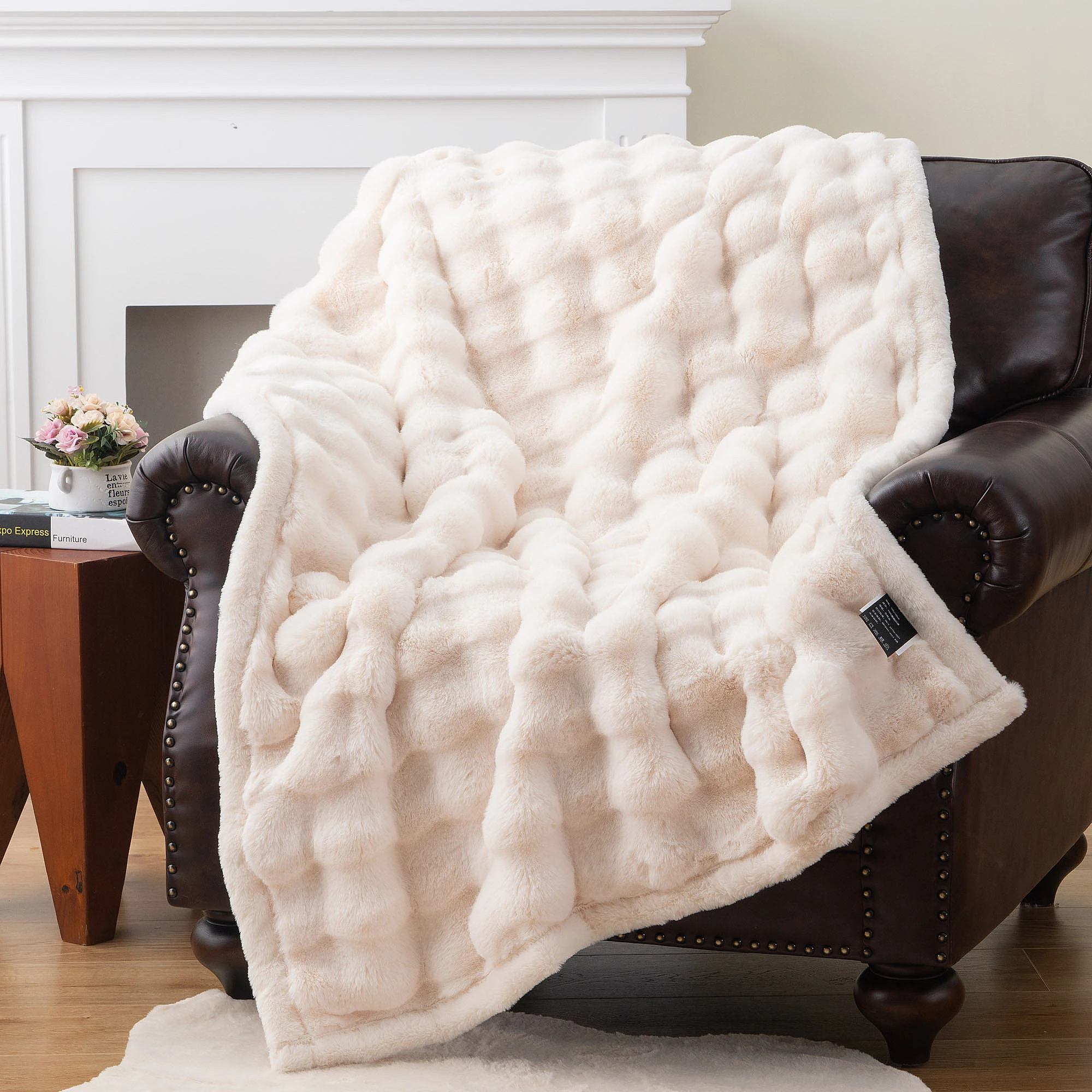 850GSM Fluffy Soft Thick Luxury Double Sided Cut Stripe Faux Fur Vegan ...