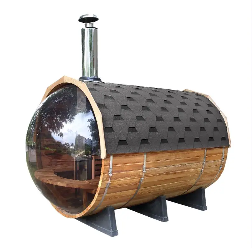 Outdoor Traditional Steam Barrel Sauna Outdoor Room 3-4 Persons Outdoor ...
