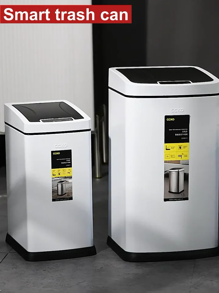 Hotel Home Electric Garbage Bin Stainless Steel Automatic Trash Can ...