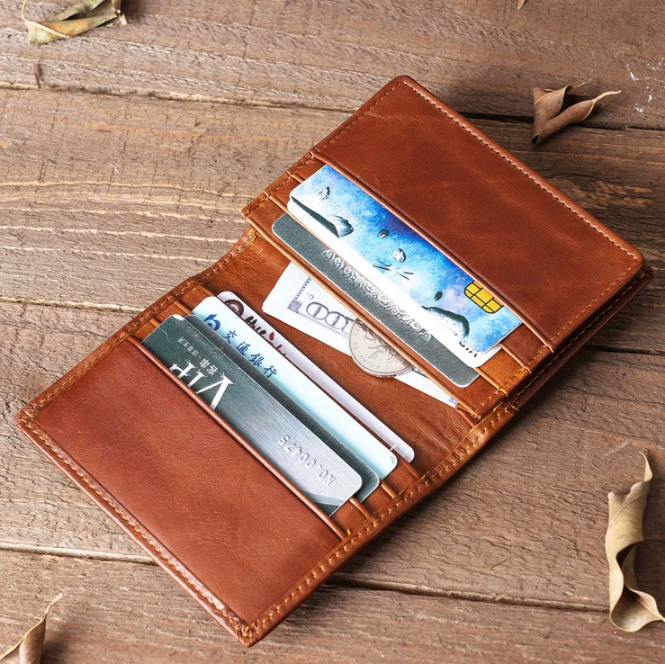 Vintage Genuine Leather Card Holder - Perfect for Men & Women