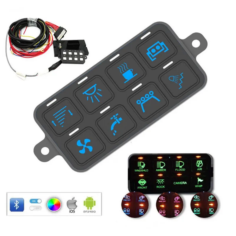 8 Gang Universal LED Touch Switch Panel Control System 12V 24V Auto ...