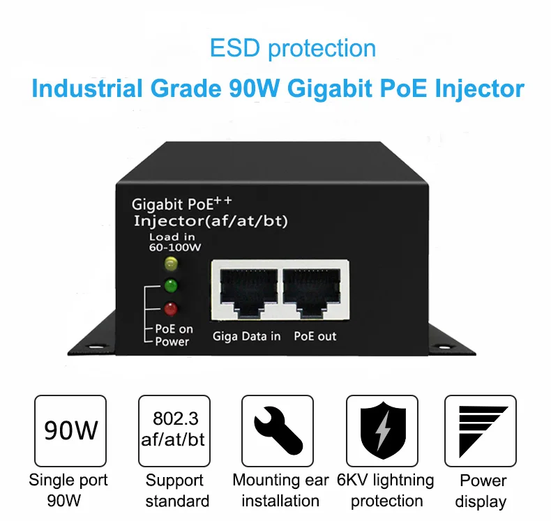 Battery Powered Poe Injector - 48v Adapter 90w Gigabit