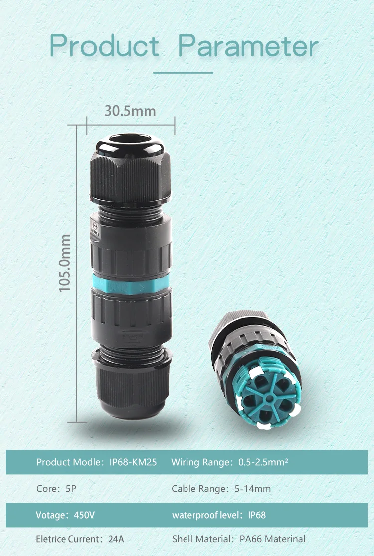 Km25 Ip68 5 Pin Quick Waterproof Electrical Wire Connector Conductor ...