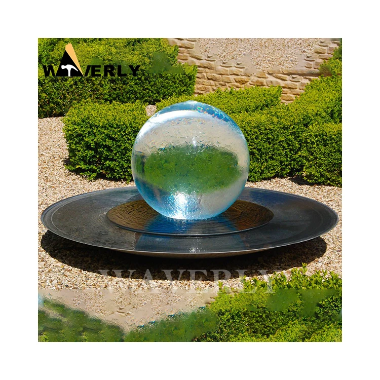 Glass Ball Water Fountain with Stainless Steel - Modern Outdoor Garden ...