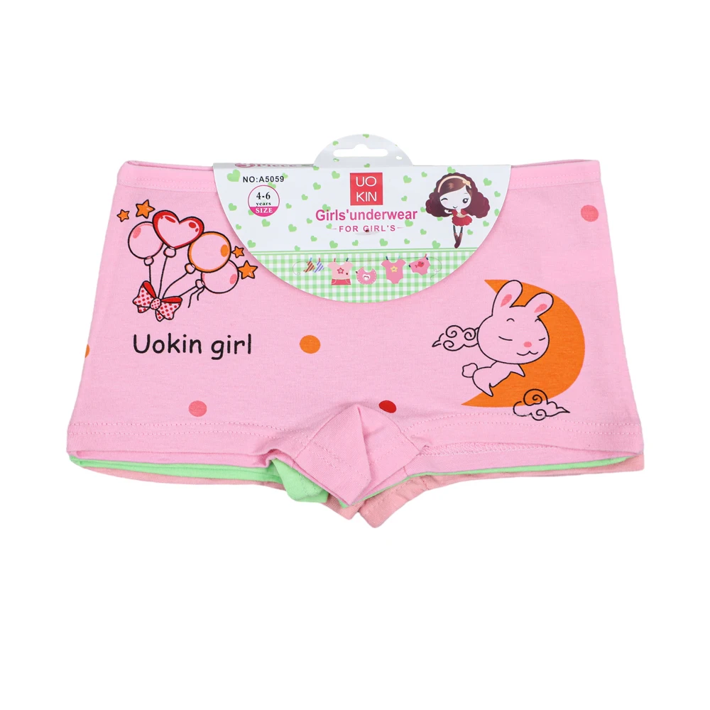 UOKIN Cute Cartoon Boxers for Girls 4-10 Years Cotton Underwear Shorts A5059