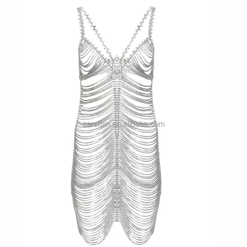 Popular Women Sexy Rhinestone Body Chain Romantic Diamond Sexy Dress ...