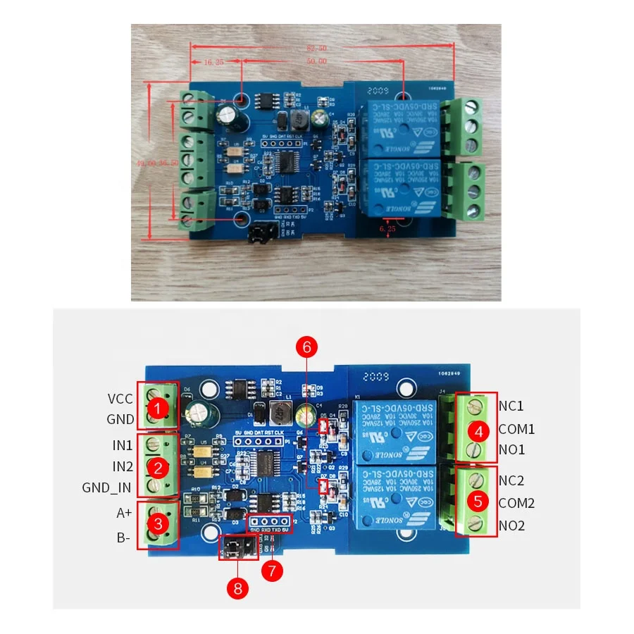 Taidacent 2 Way Modbus RTU Relay Module - Reliable Switching