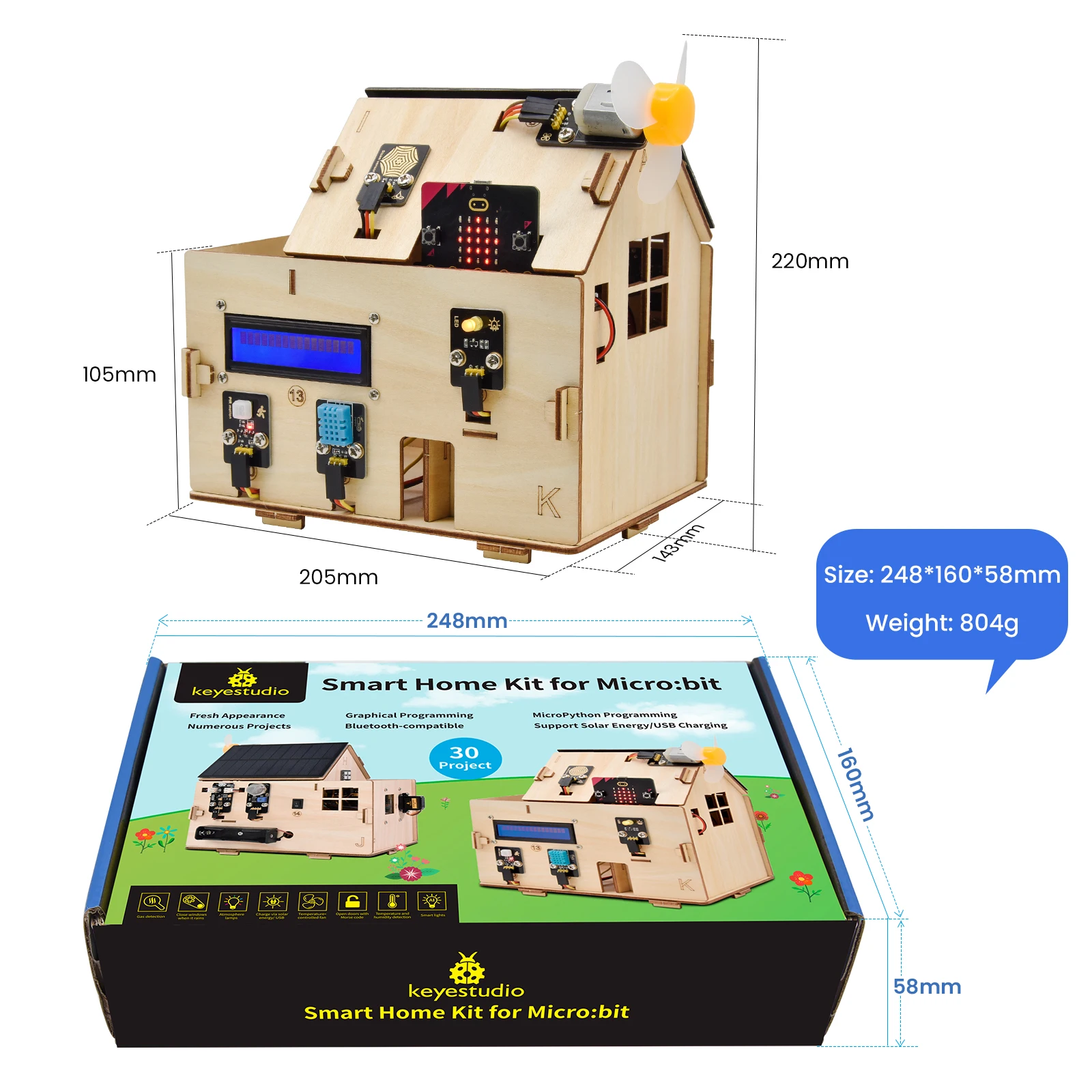 Keyestudio Microbit Smart Home Starter Kit Automation Wooden House Diy ...
