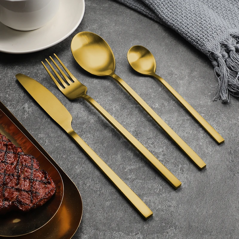 Matte Gold Silverware Sets for Modern Weddings & Events