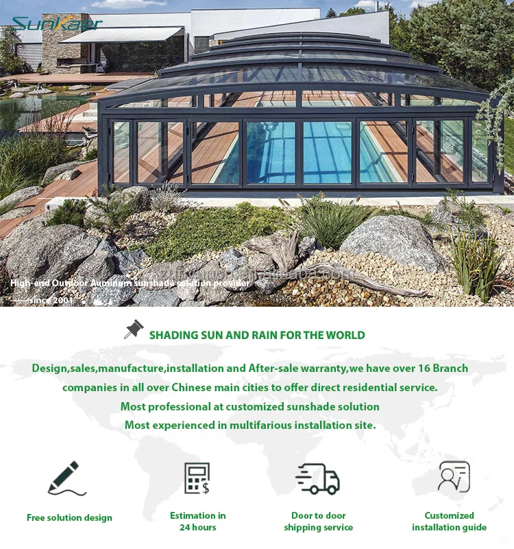 Sunker Automatic Safety Spa Enclosure Retractable Swimming Pool Sliding ...