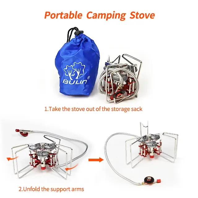 Bulin BL100-B6-A Portable Butane Camping Stove - Compact, 3500W, Stainless Steel, Ideal for ...