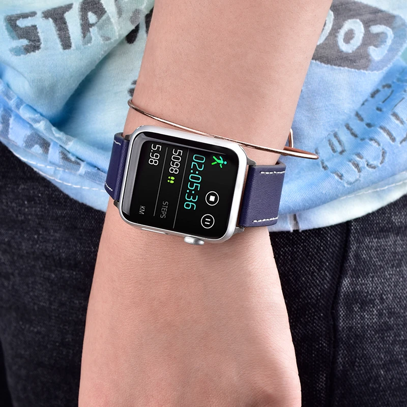 Genuine Leather Watch Strap Leather Smart Watch Bands For Apple Watch ...