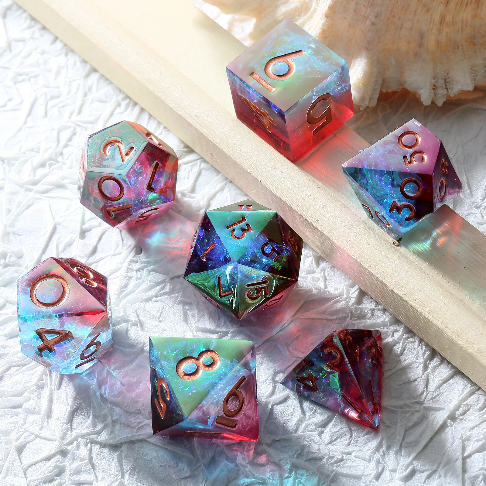 Custom DND Roll Dice - Handmade Sharp Edge Resin Set