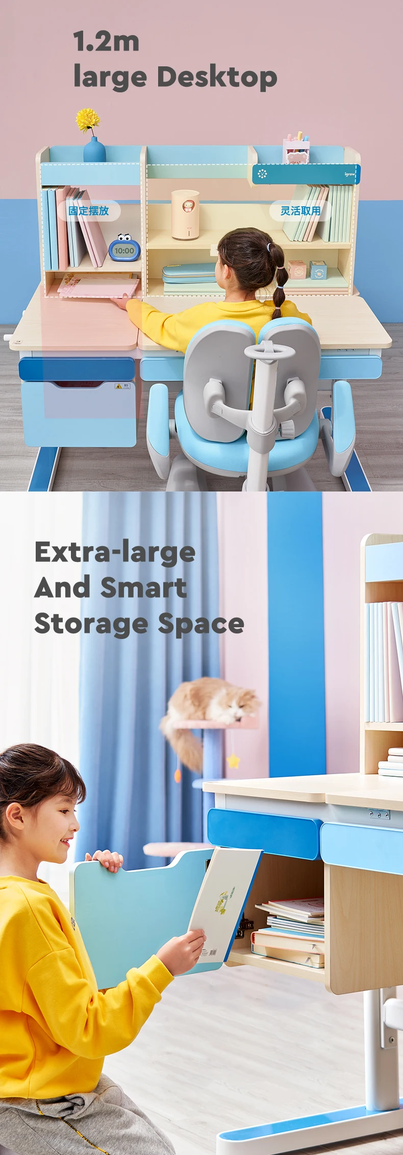 Igrow Natural Log Ergonomic Student Desk And Chair Set Computer Office ...