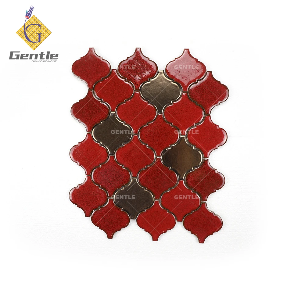 Mosaico Con Forma De Linterna Roja Y Dorada Para Decoración De ...