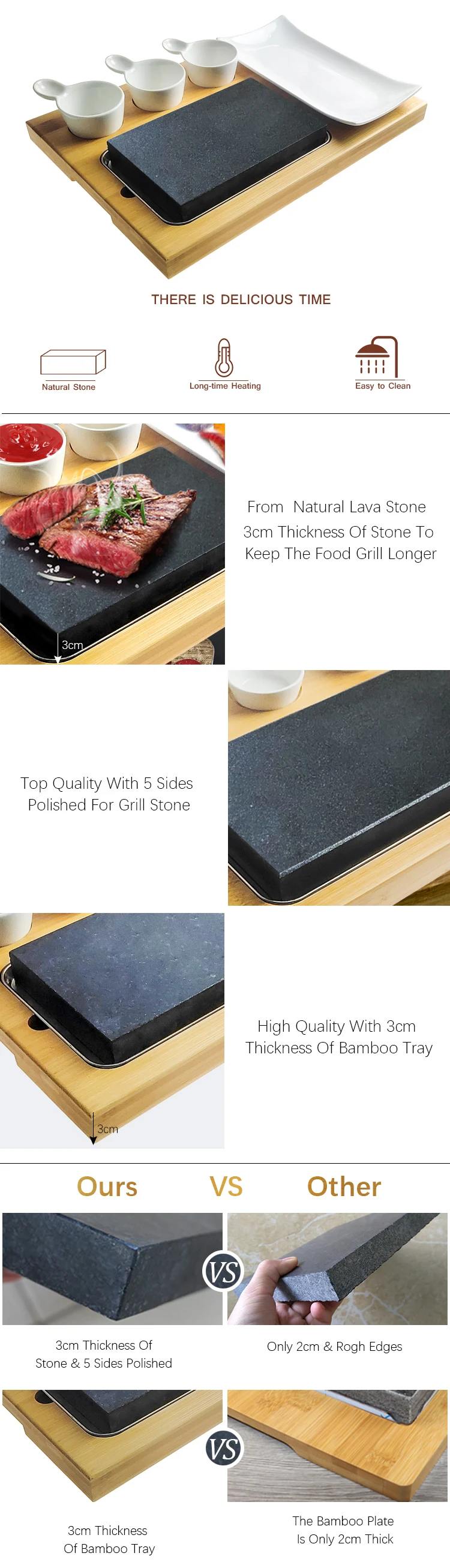 Cooking Stone Complete Set Lava Hot Steak Stone Plate Tabletop Grill ...