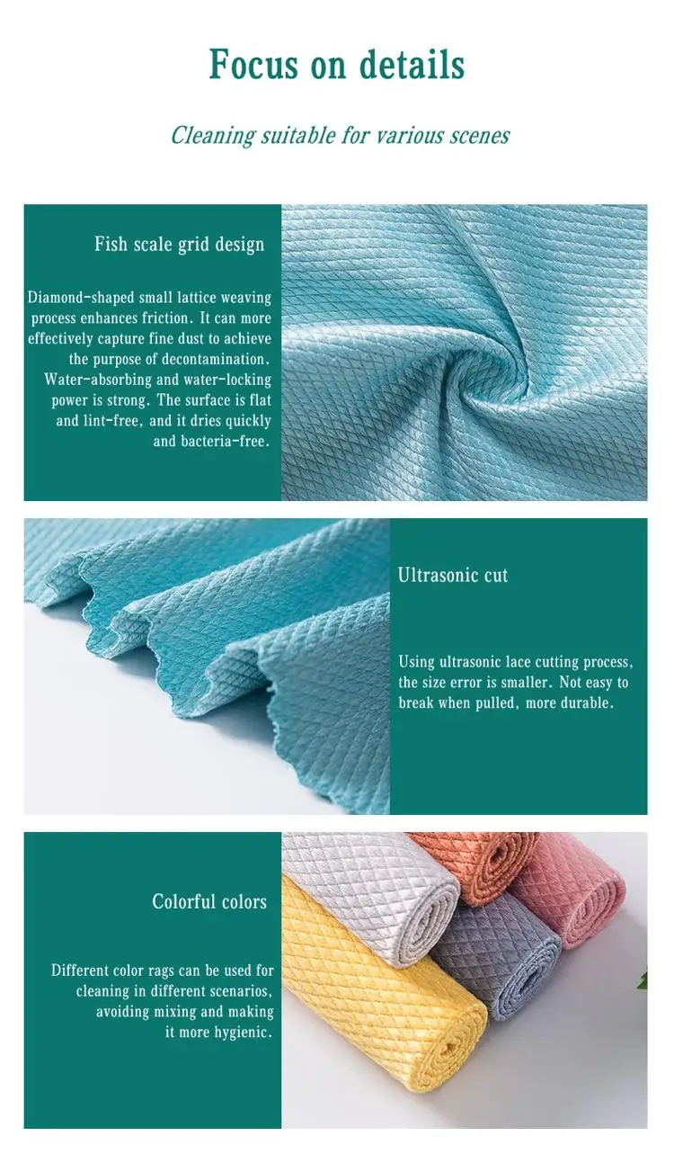 Microfiber Glass Polishing Towel Fish Scale Cloth For Cleaning - Buy ...