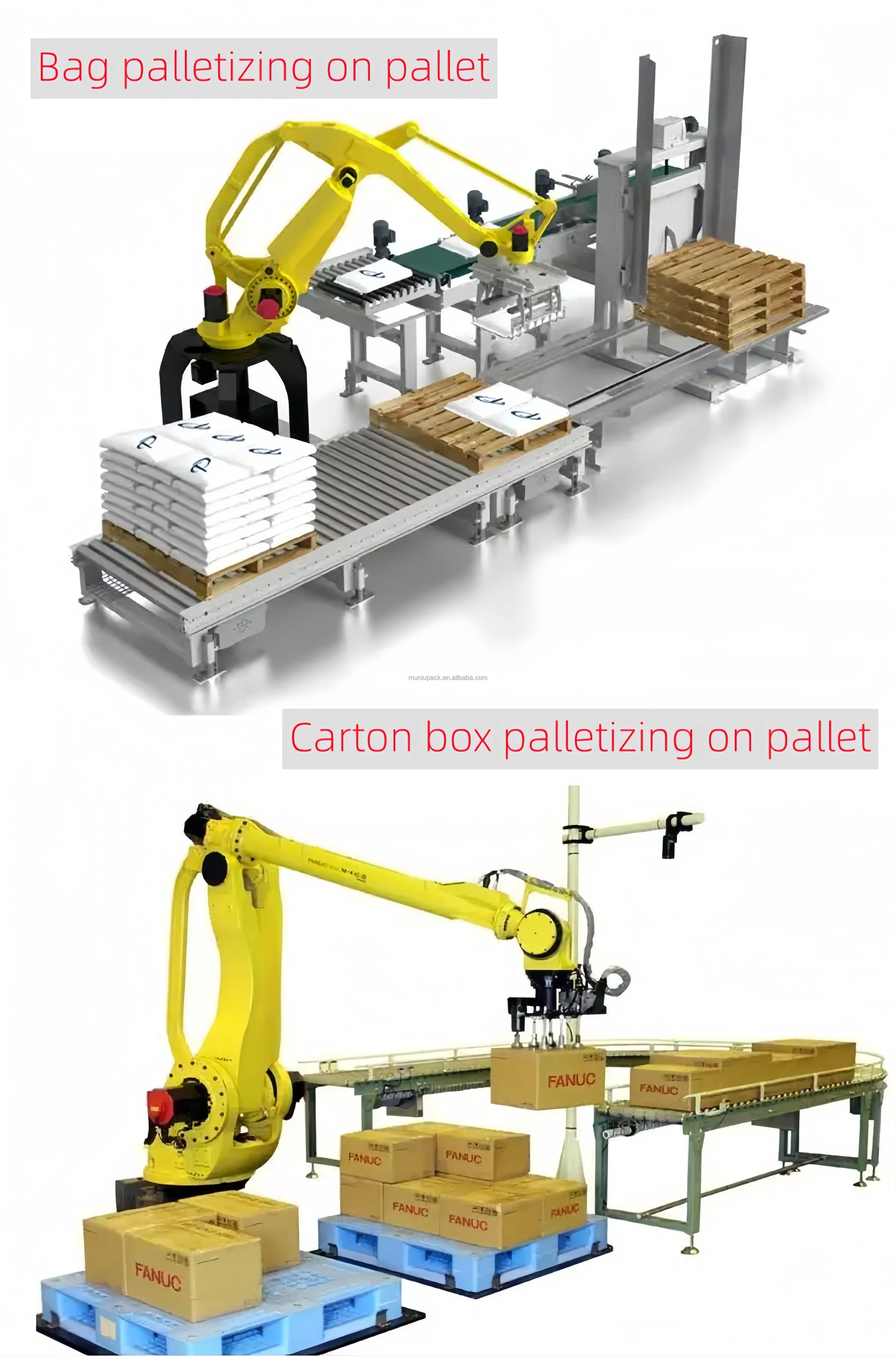 25kg Bags Carton Output Industrial Palletizer Robotic Stacker Box Robot ...