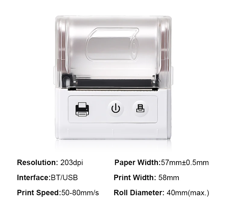 58 Mm Thermal Pos Receipt Mini Inkless Pocket Sized Wireless Portable ...