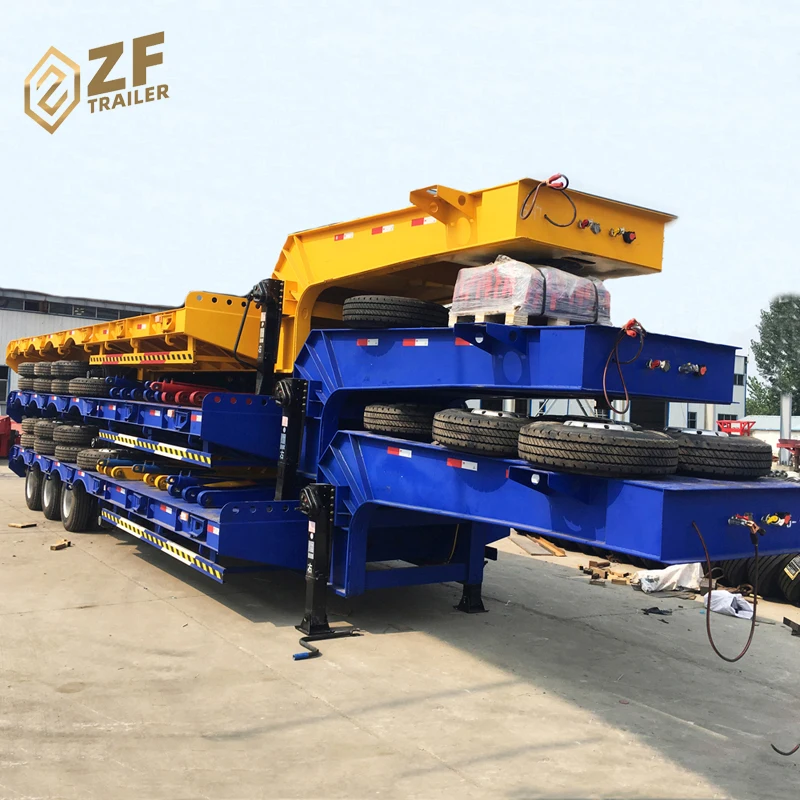 20 40ft Goose Neck Container Low Bed Semitrailer 100 Ton 2 3 4 Axles