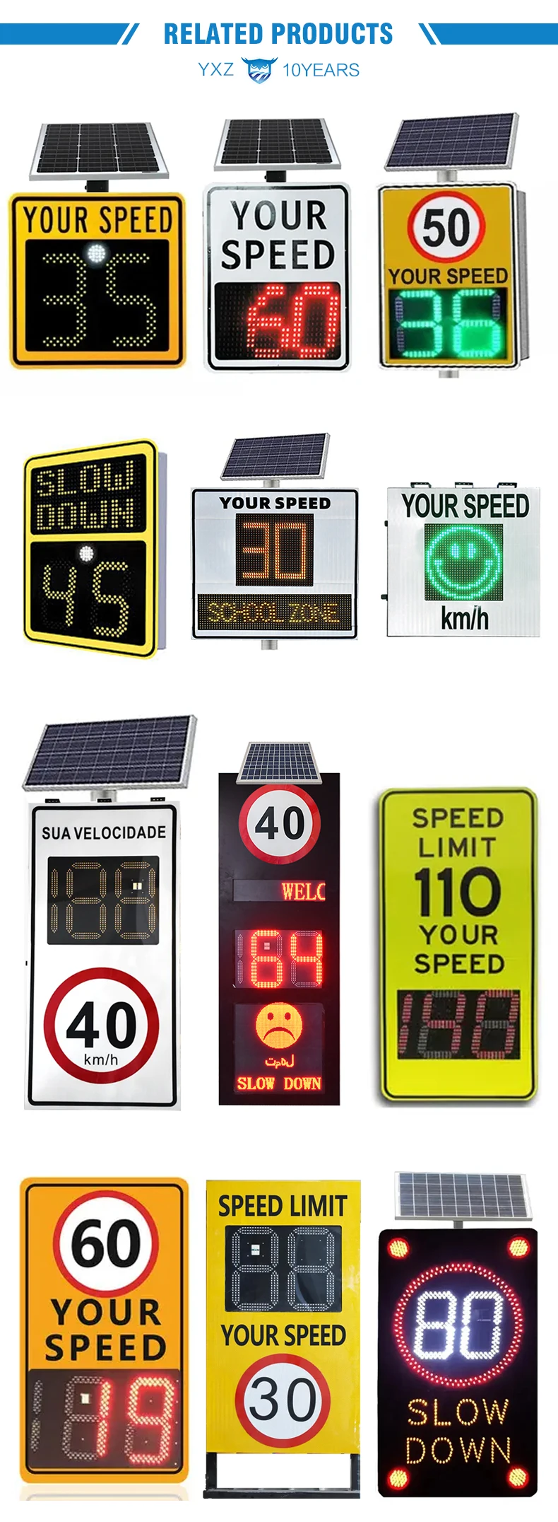 Traffic Safety Solar Led Speed Limit radar Warning Sign radar Speed ...