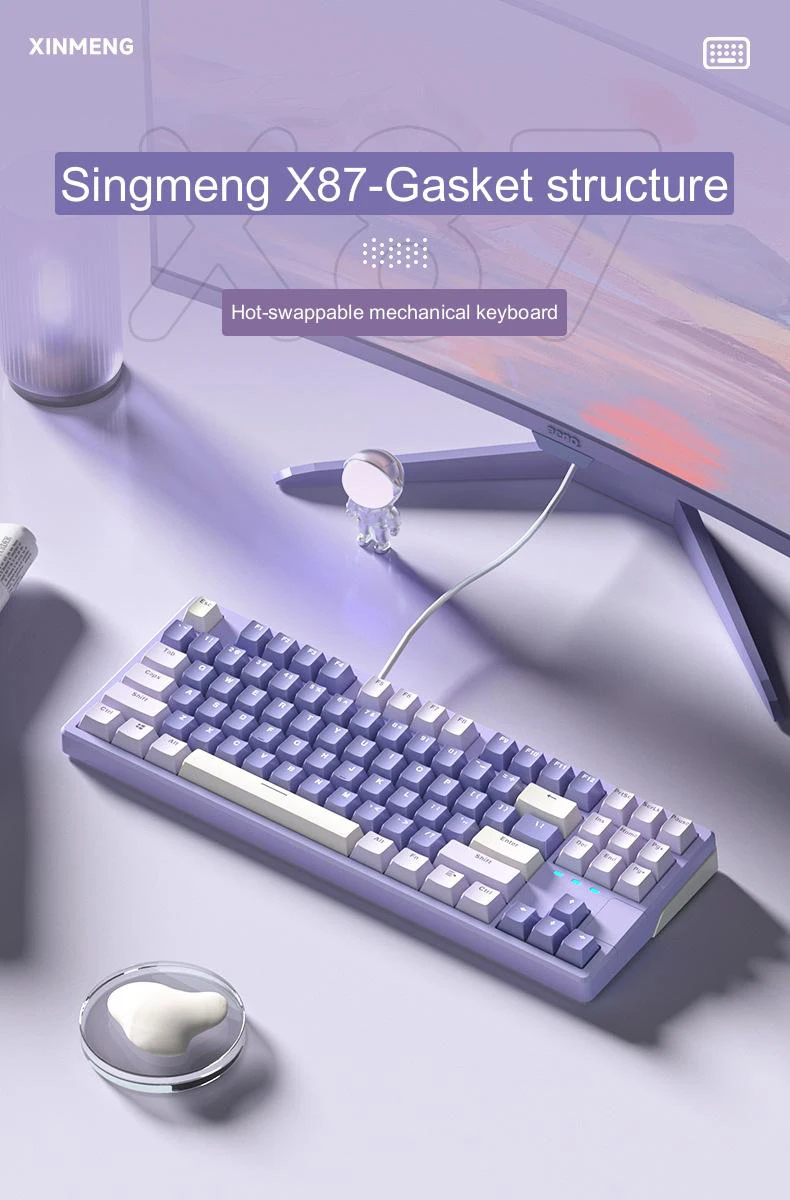 XINMENG X87 Mechanical Keyboard - RGB Lighting & Customization