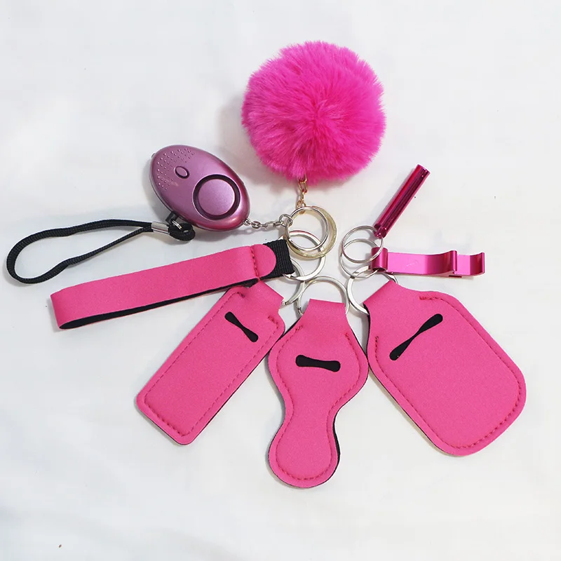 Personal Safety Key Chain Alarms Self Defense Supplies Rubber Plush Pom ...