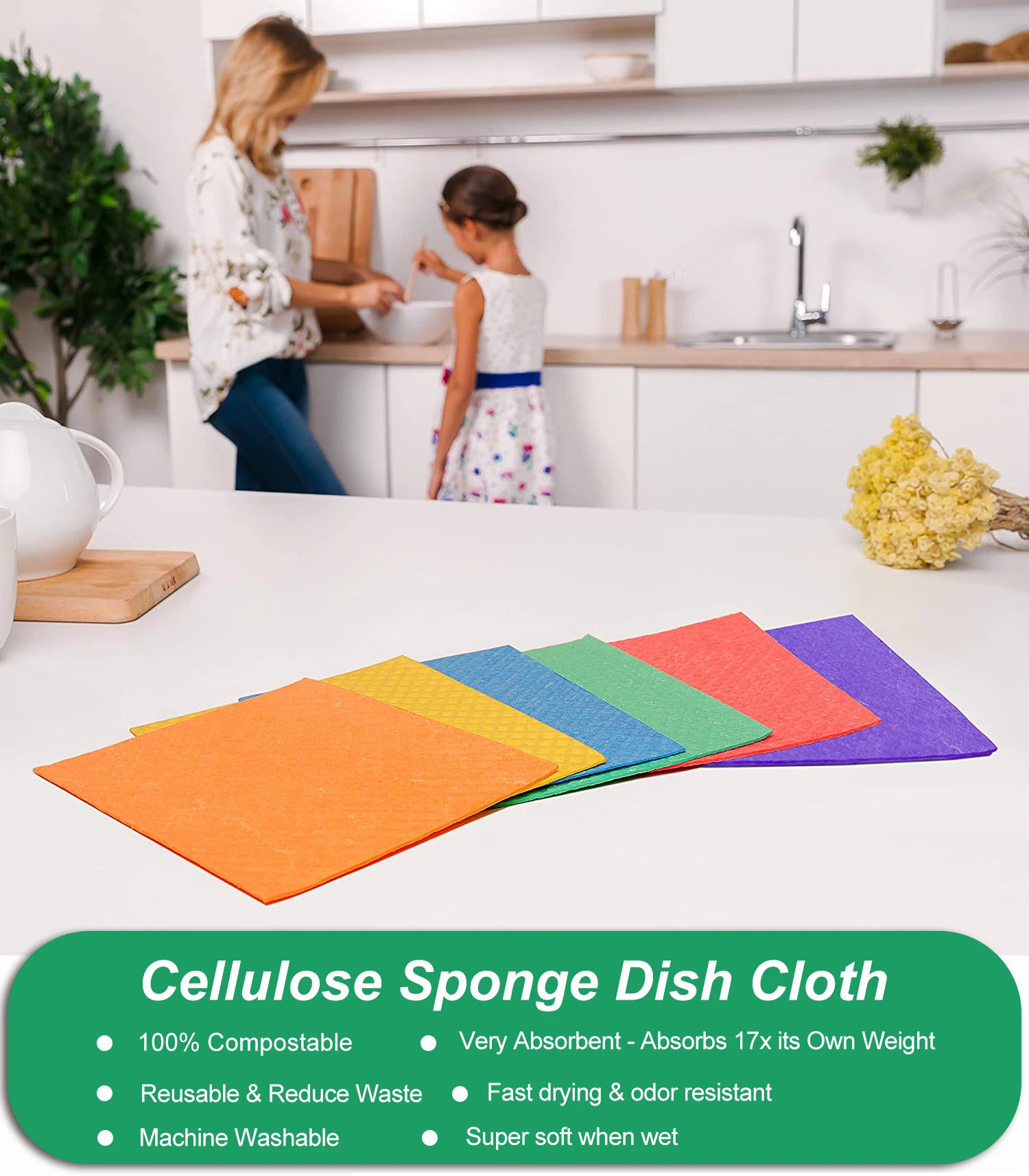 Cellulose Swedish Sponge Dishcloths Absorbent Swedish Dishtowels For ...