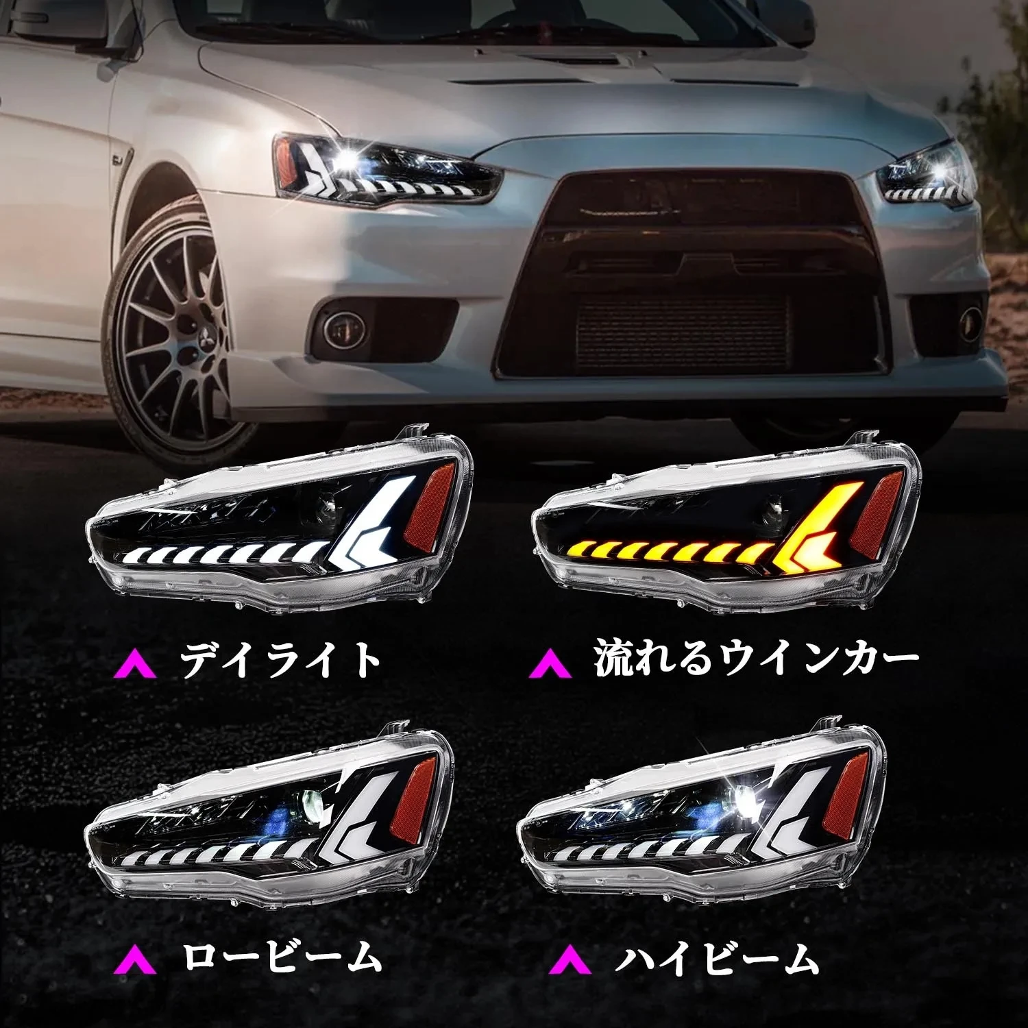 Car Headlight For Mitsubishi Lancer Evo X 10th Gen 2008-2020 Front Lamp ...