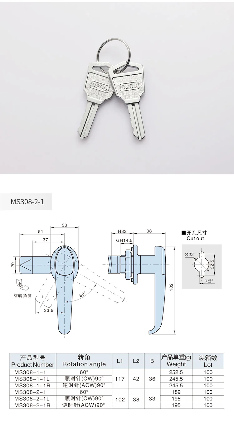 Hengzhu Lock Ms308-2-1 Distribution Cabinet Door Handle Lock - Buy Door ...