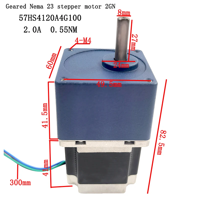 Sumtor Hybrid Nema 23 Stepper Gear Motor 57HS4120A4G100 Gearbox ...