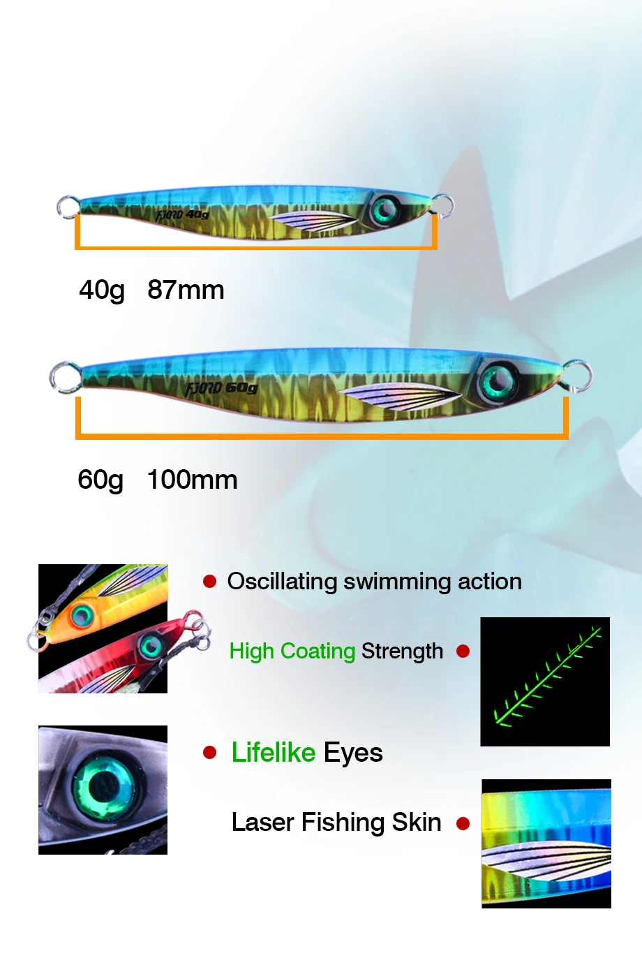 Fjord New Colors 40g 60g Jigging Lure Glow Fishing Lures Saltwater ...