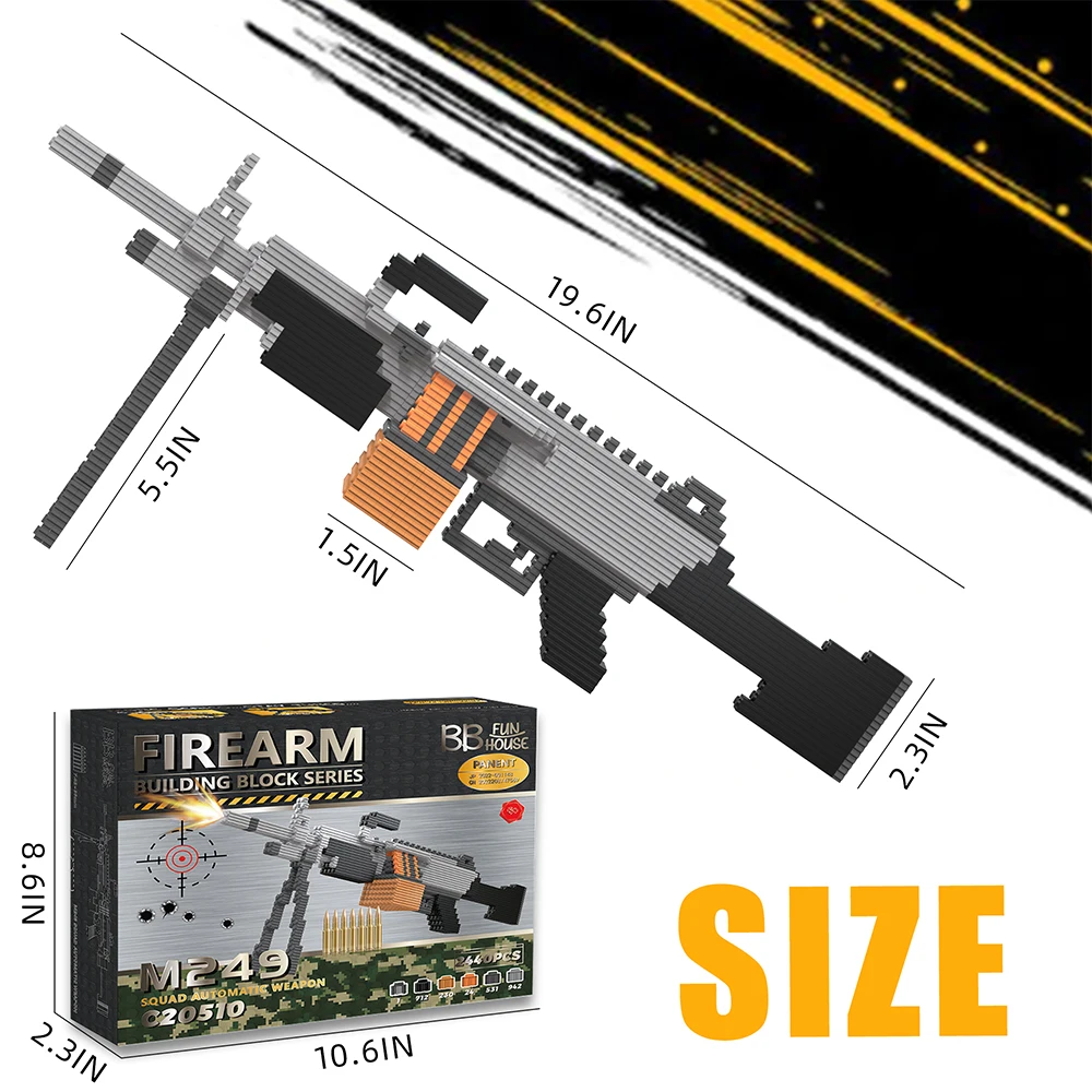2440 Pcs Children M249 Squad Automatic Weapon Kids Toy Bb Funhouse ...