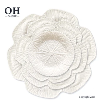Ohere Ceramic Cabbage Shape Dinner Set Bone China Porcelain Tableware ...