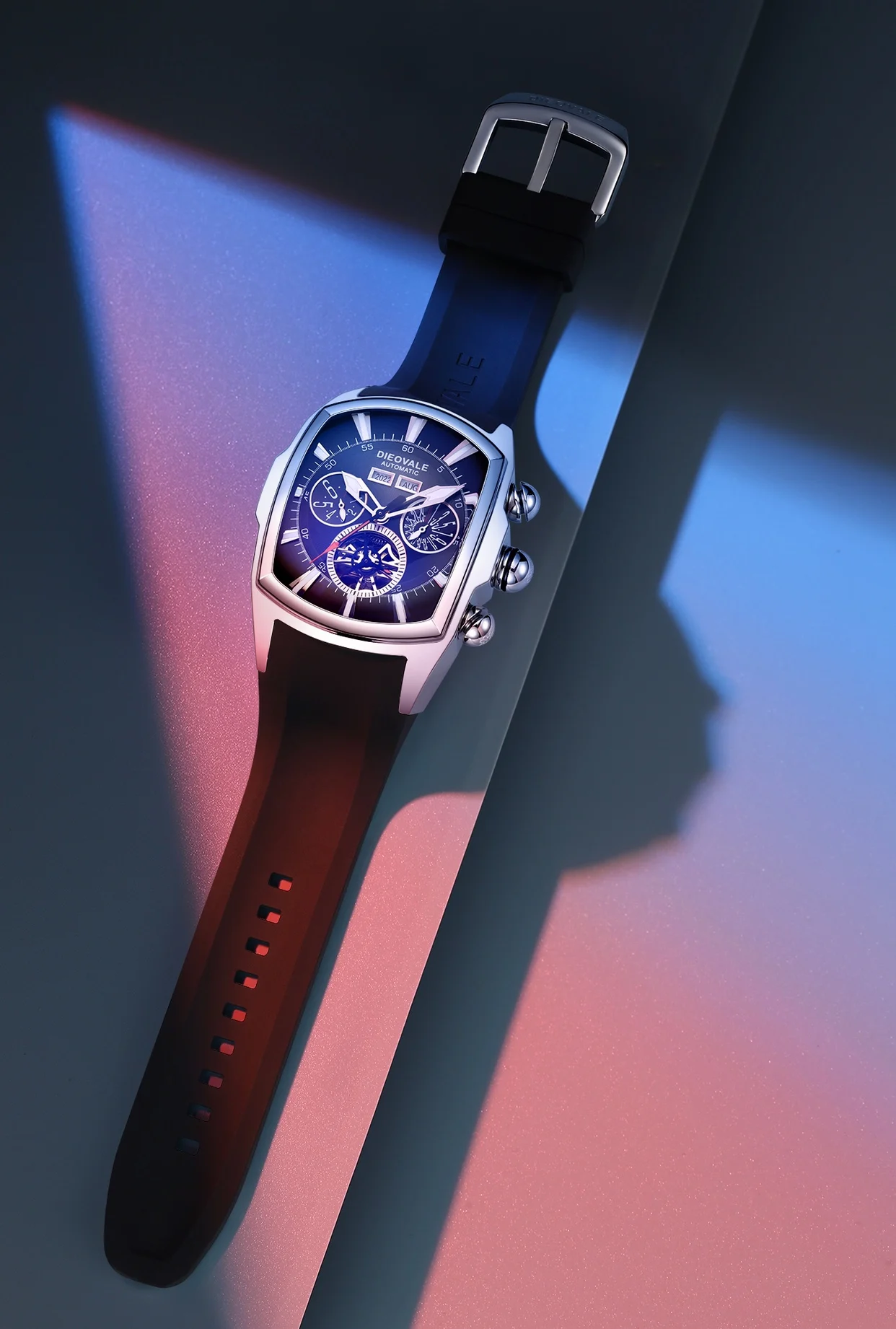 Luxury Commercial Stainless Steel Mechanical Men's Watch Silicone Strap ...