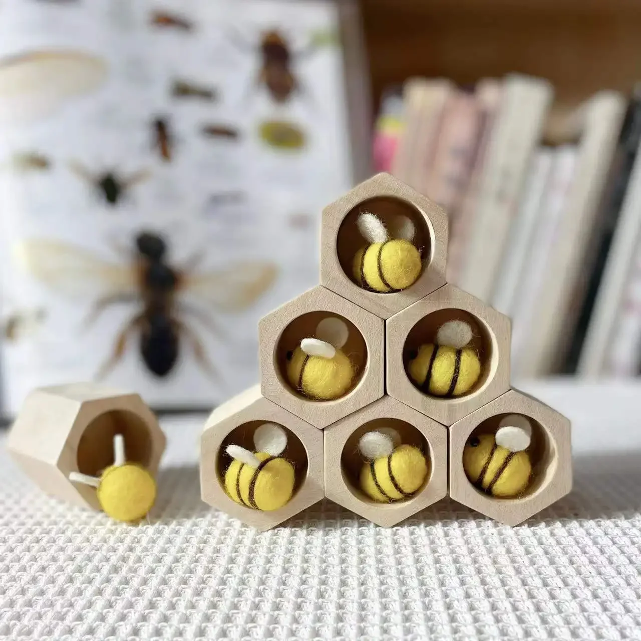Wooden Beehive Life Cycle Board Montessori Game Beehive Basswood Open ...