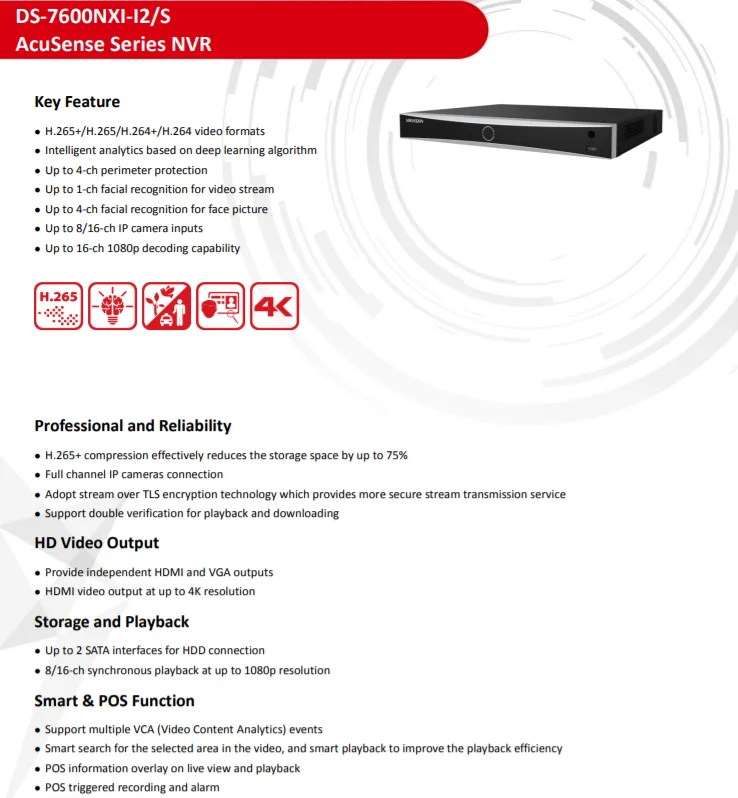 HIK VISION IDS-9616NXI-I8/X 16-Ch 4K NVR with Deepinmind
